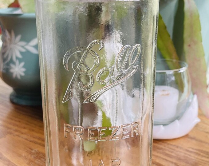 Vintage Ball Freezer Jar Clear Glass W/freezer Cap Collectible Ribbed ...