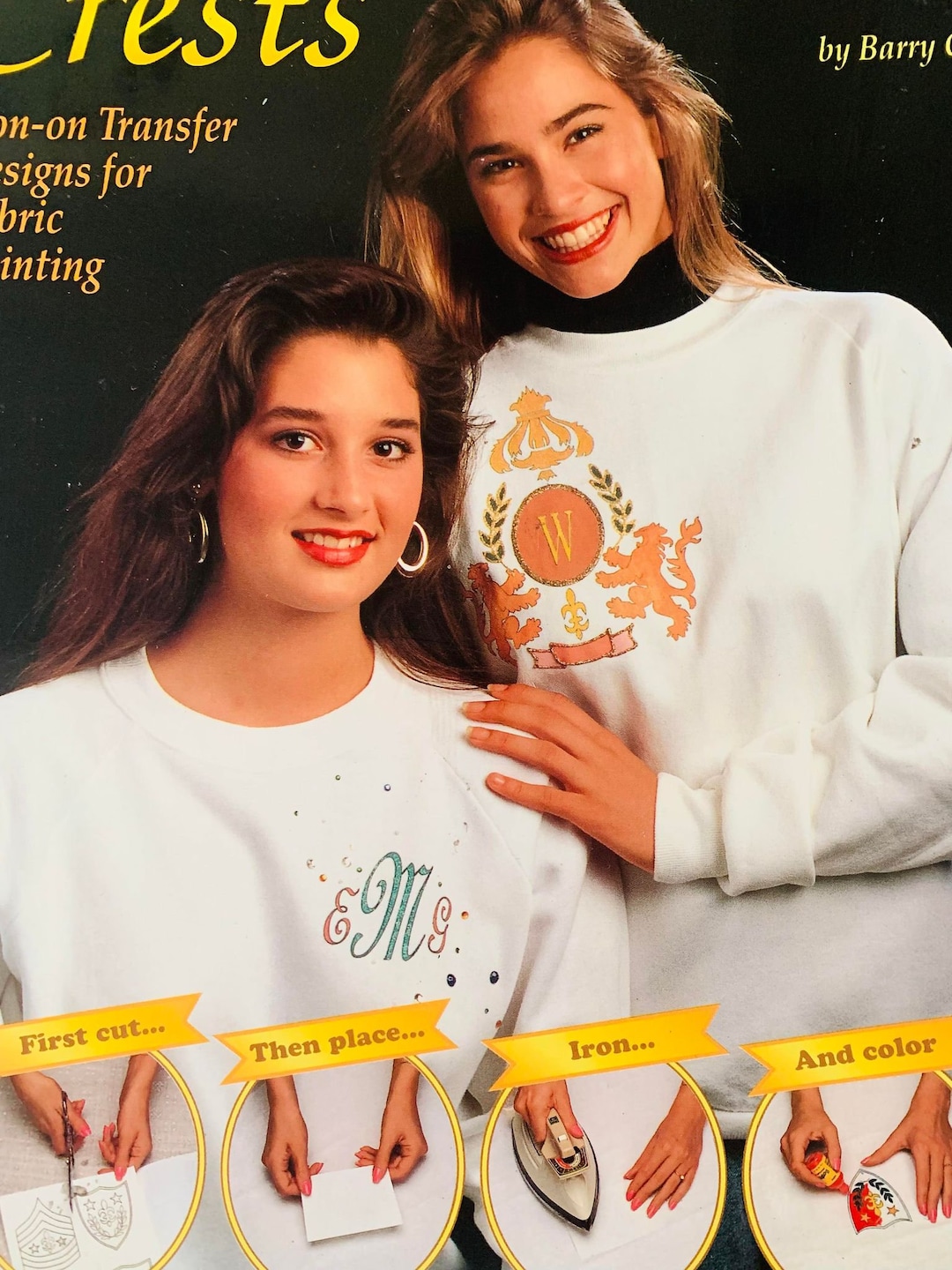 Vintage 1990s Monogram and Crest Iron-on Transfer: Letters and Numbers ...