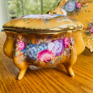 Set of 2 Vintage Edwardian Design Floral Ceramic Candy or Decorative ...