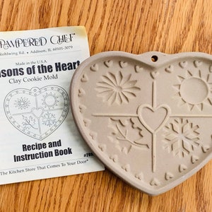 Vintage Pampered Chef Clay Heart Cookie Mold, Seasons of the Heart ...