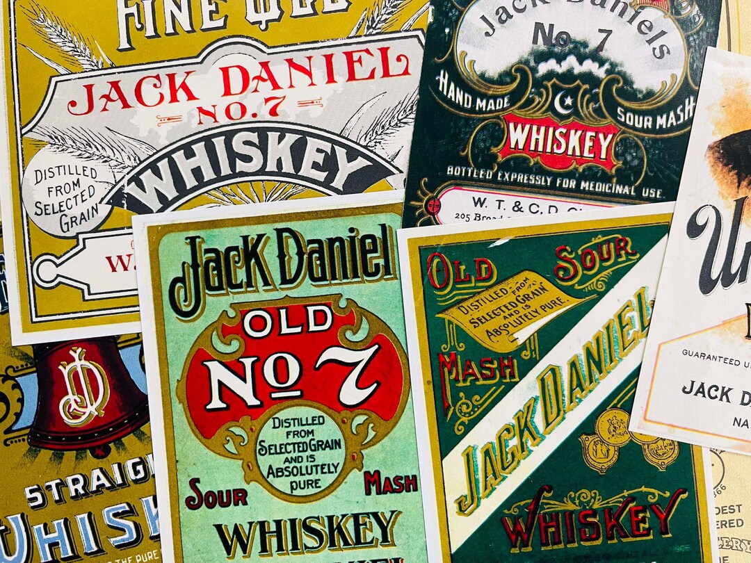 6 Vintage Jack Daniel Distillery Whiskey Bottle Labels Old No 7 - Uncle ...