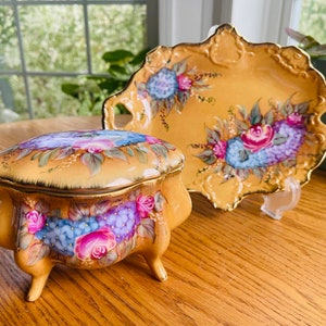 Set of 2 Vintage Edwardian Design Floral Ceramic Candy or Decorative ...