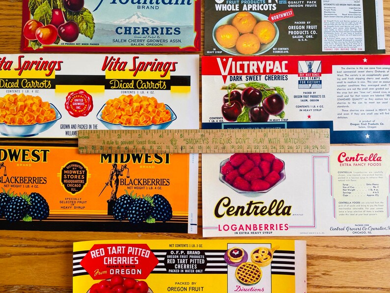 Vintage Fruit & Vegetable Can Labels, NOS Paper Ephemera (set of 7) - Etsy