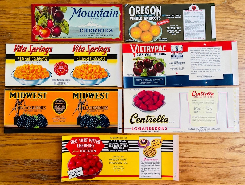 Vintage Fruit & Vegetable Can Labels, NOS Paper Ephemera (set of 7) - Etsy
