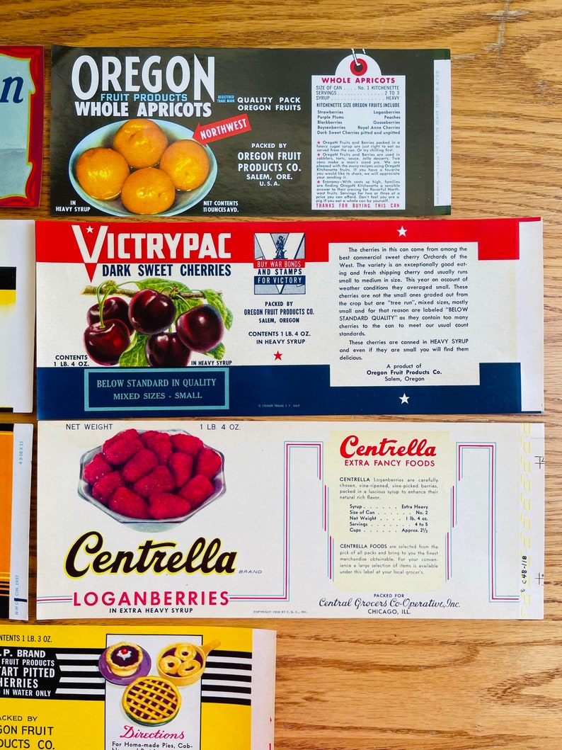 Vintage Fruit & Vegetable Can Labels, NOS Paper Ephemera (set of 7) - Etsy