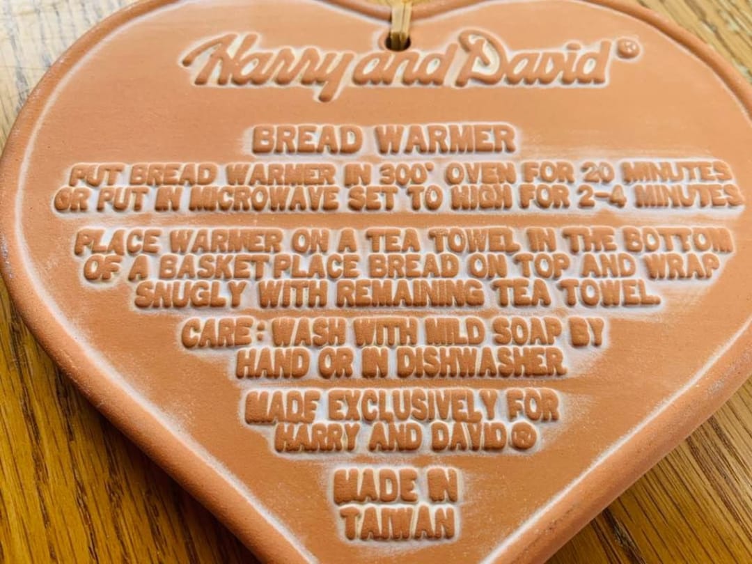 Vintage Harry and David Terra Cotta Clay Heart Shaped Bread Warmer ...