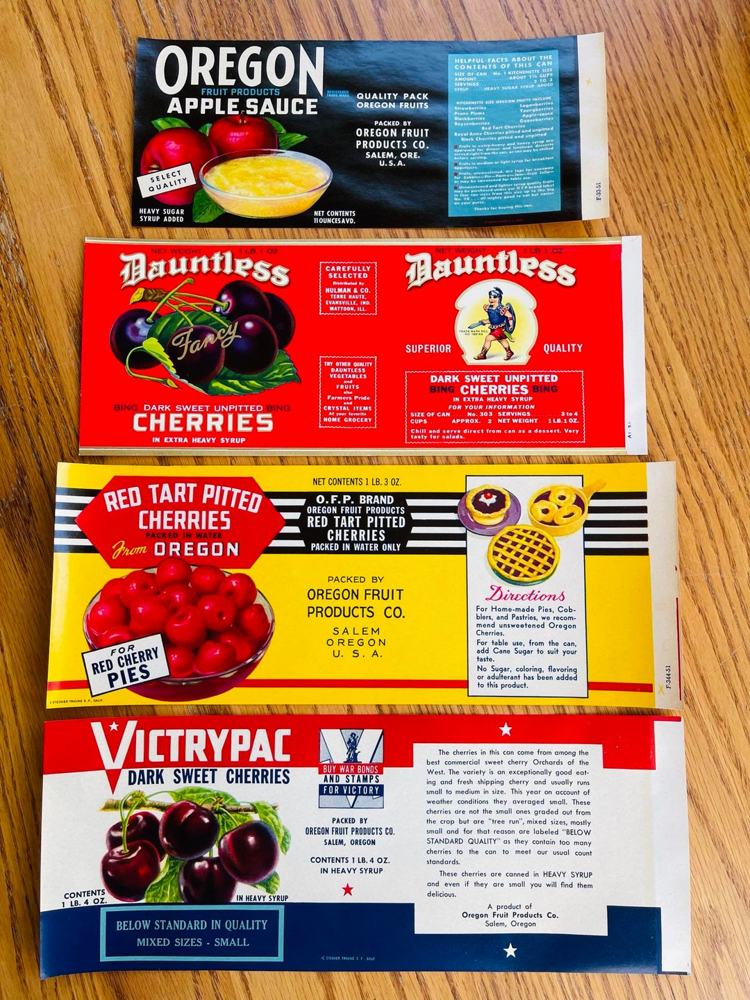 4 Vintage Canned Fruit Paper Labels Oregon Apple Sauce Dauntless Fancy ...