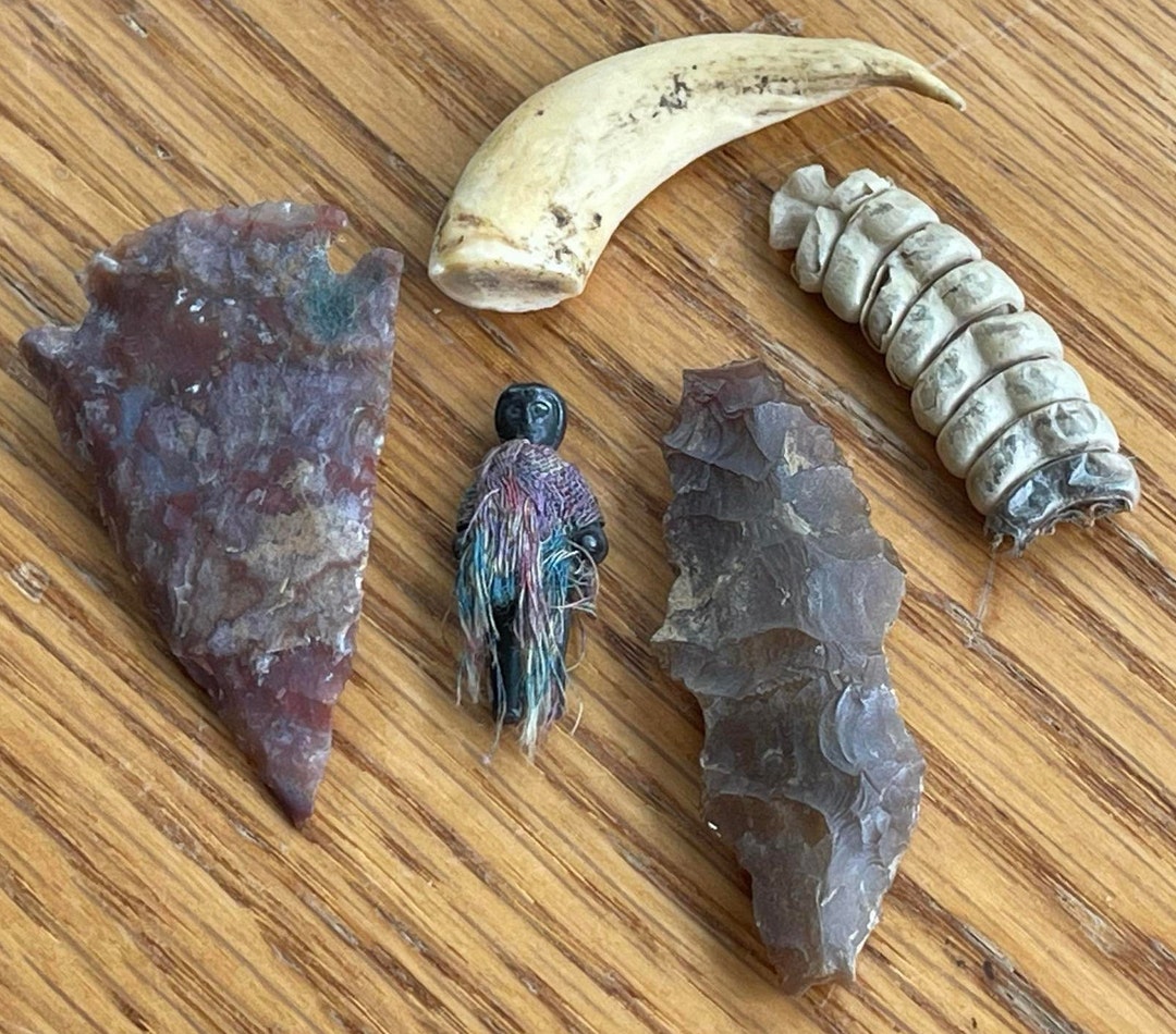 5 Antique Unique Lot of Primitive Artifacts 2 Native American Indian ...