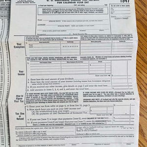4 Vintage 1947 U. S. Individual Income Tax Return Form Instructions ...