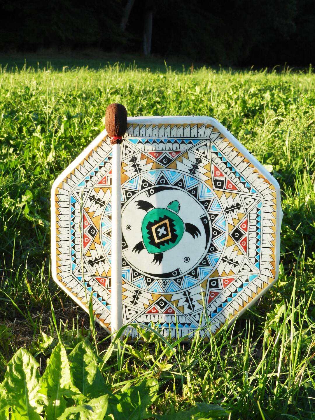 Hand-painted Frame Drum, Octagonal, Shaman Drum Small, 40 Cm Diameter ...