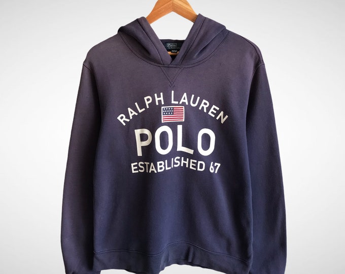 Vintage Polo Sport Ralph Lauren Navy Sun Faded Hoodie Sweatshirt Kids Size Xlarge Polo Ralph ...
