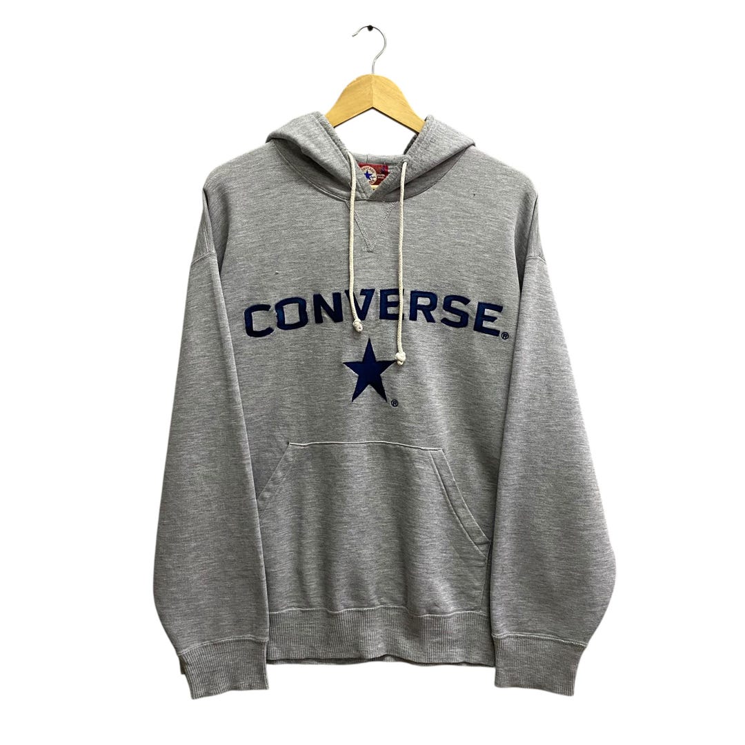 Vintage 90s Converse One Star Hoodie Grey Large Converse Crewneck ...