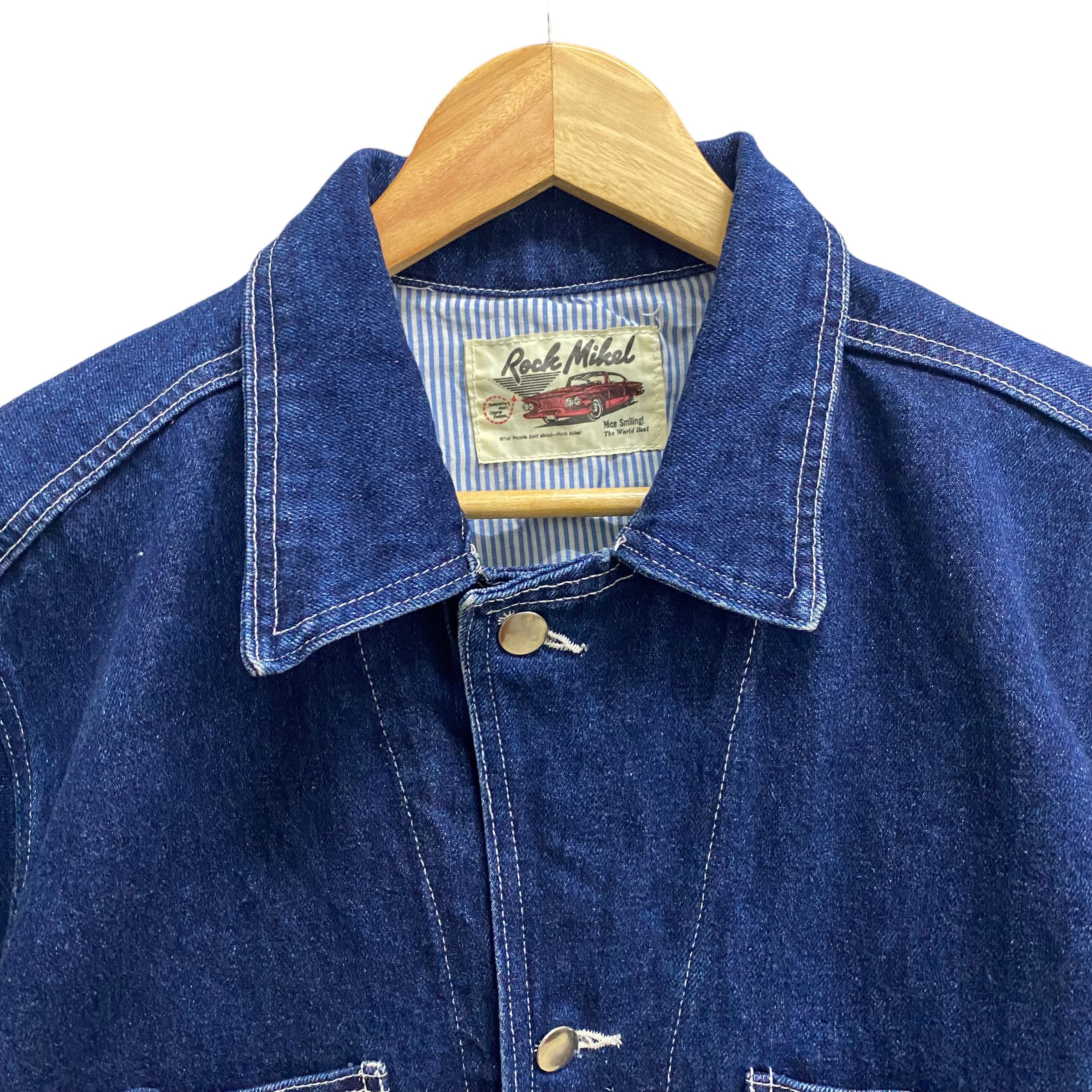 Vintage Rock Mikel Denim Jeans Jacket Bomber Size Large Denim Painted ...