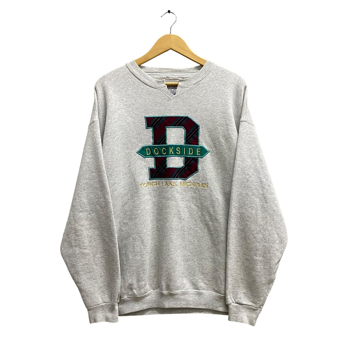 Vintage 90s Dockside Torch Lake Michigan Soft Grey Sweatshirt Dockside ...