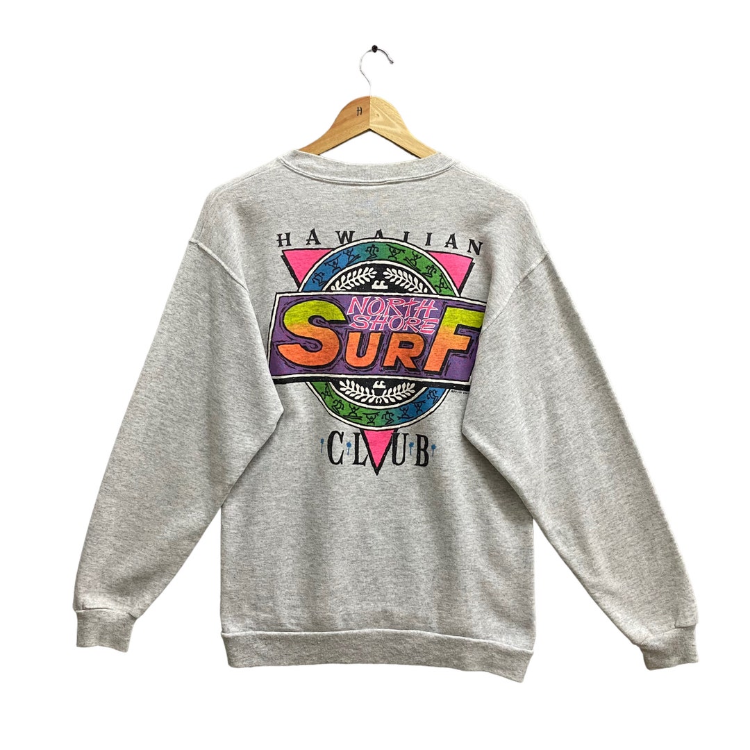 Vintage 90s Hawaiian North Shore Surf Club Grey Sweatshirt Size Medium ...
