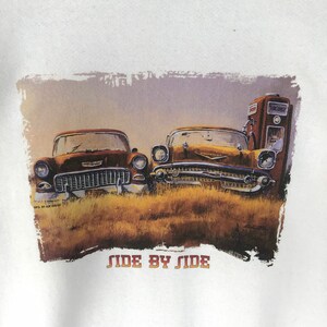 Vintage Side by Side Car Graphic White Sweatshirt Große amerikanische ...