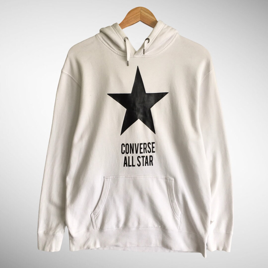 Vintage Converse All Star White Hoodie Sweatshirt Size Medium Converse ...