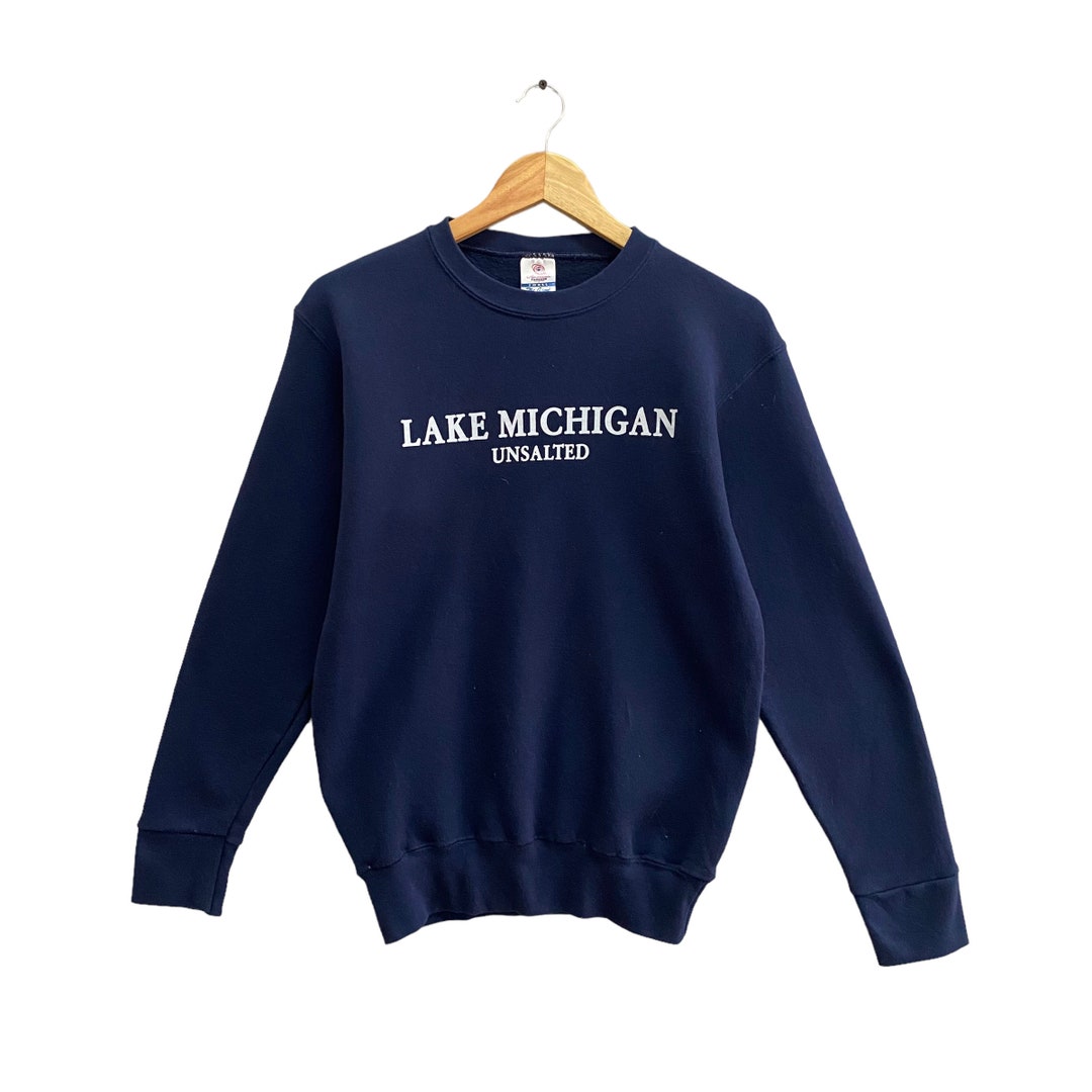 Vintage Lake Michigan Unsalted Navy Sweatshirt Size Small Lake Michigan ...