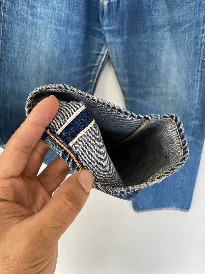 Vintage Japanese Brand Denime Blue Faded Jeans Selvedge Vintage Denim ...