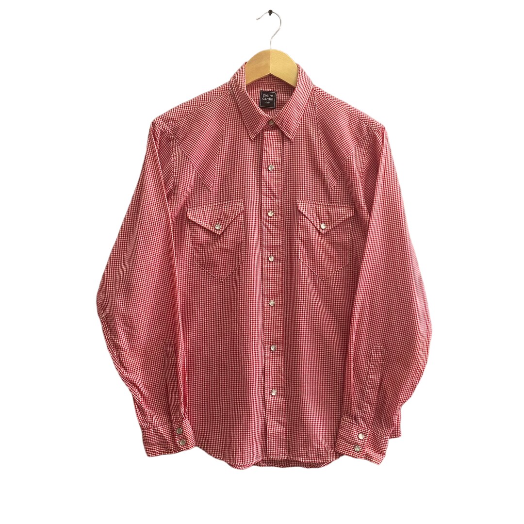 Vintage Pierre Cardin Red Colour Western Checkered Shirt Size Medium ...