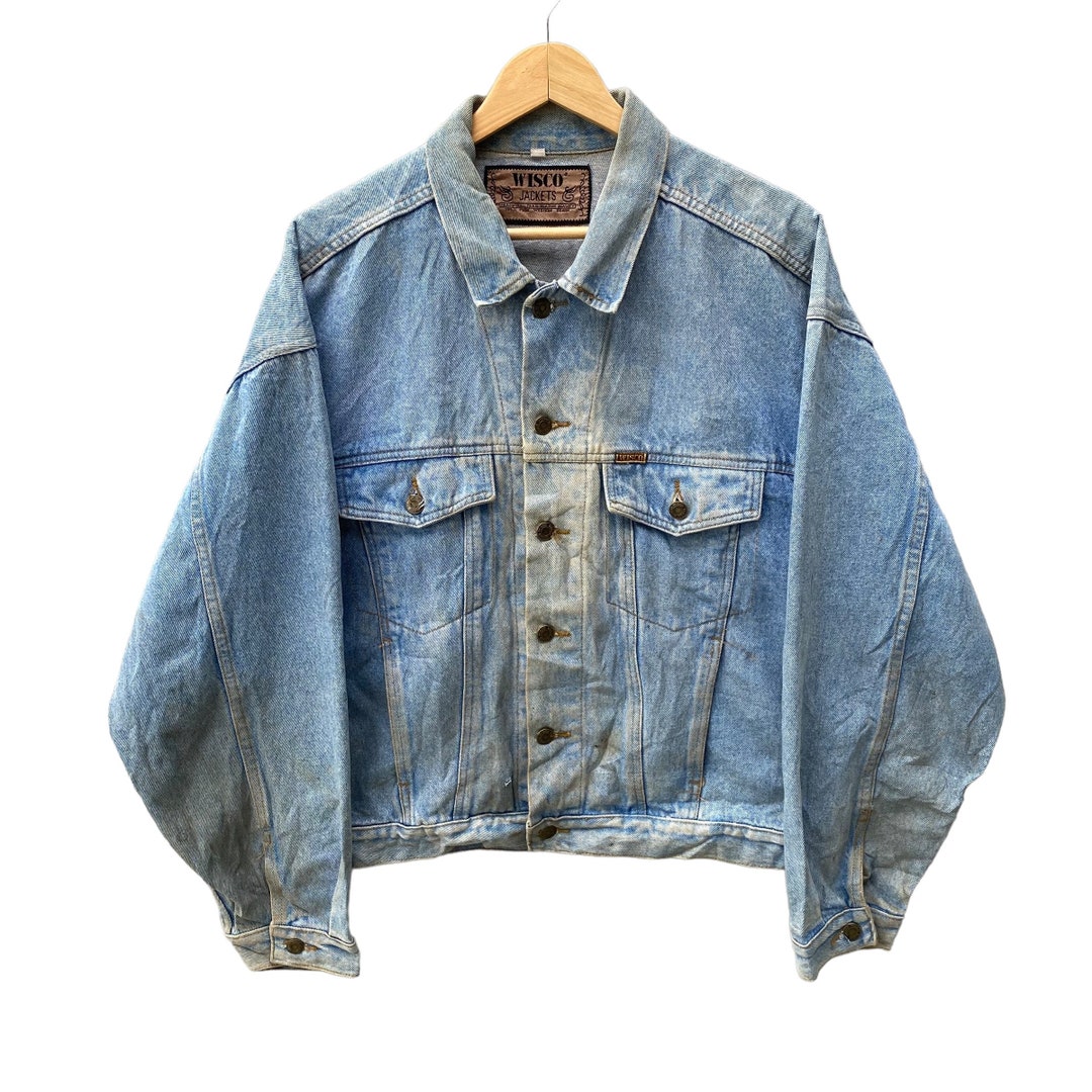 Vintage 90s Wisco Light Blue Jacke Size Xlarge Wisco Trucker Button ...