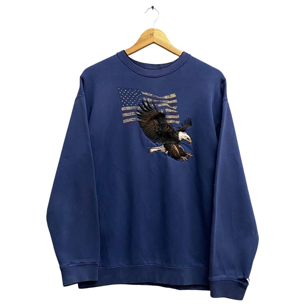 Vintage Croft Barrow Eagle Navy Sweatshirt Medium Wildlife Animal ...