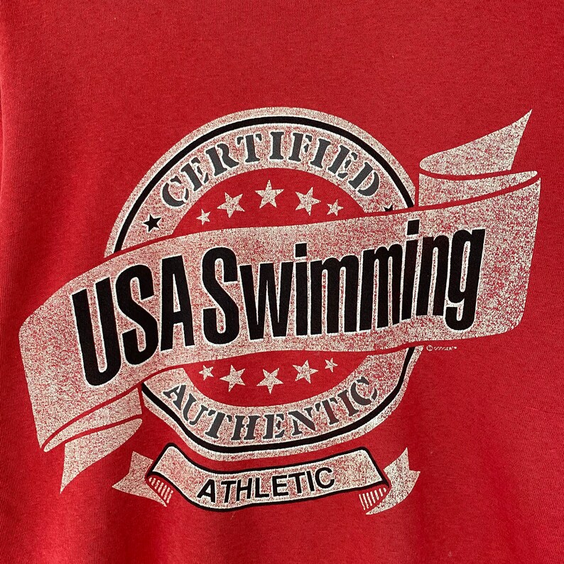 Vintage 90s Usa Swimming Athletic Red Sweatshirt Medium Usa Swimming ...