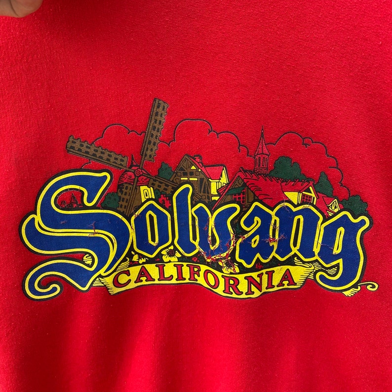 Vintage Solvang City California Red Sweatshirt Size Medium Solvang ...