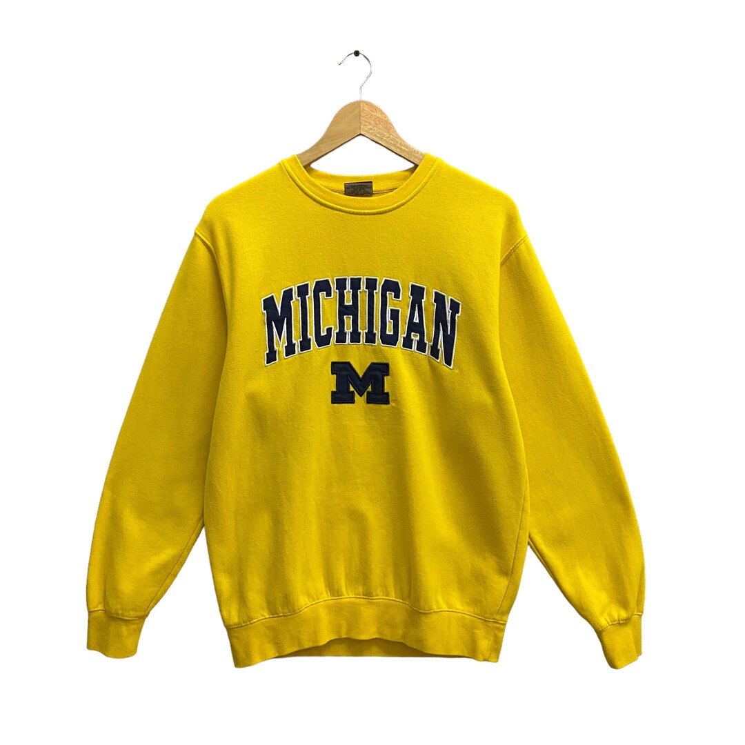 Vintage University Michigan Yellow Sweatshirt Medium Michigan Crewneck ...