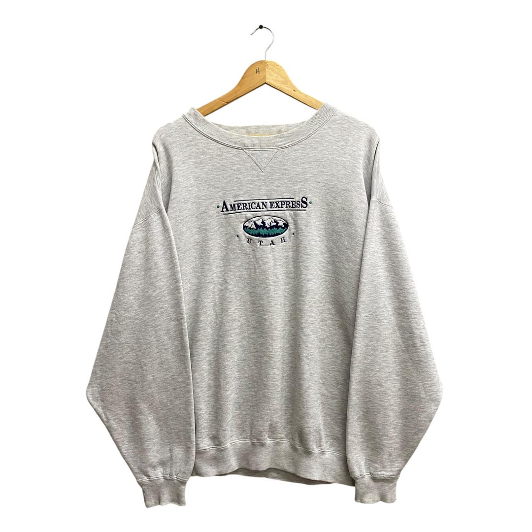 Vintage 00s American Express Mountain Utah Soft Grey Baggy Sweatshirt ...