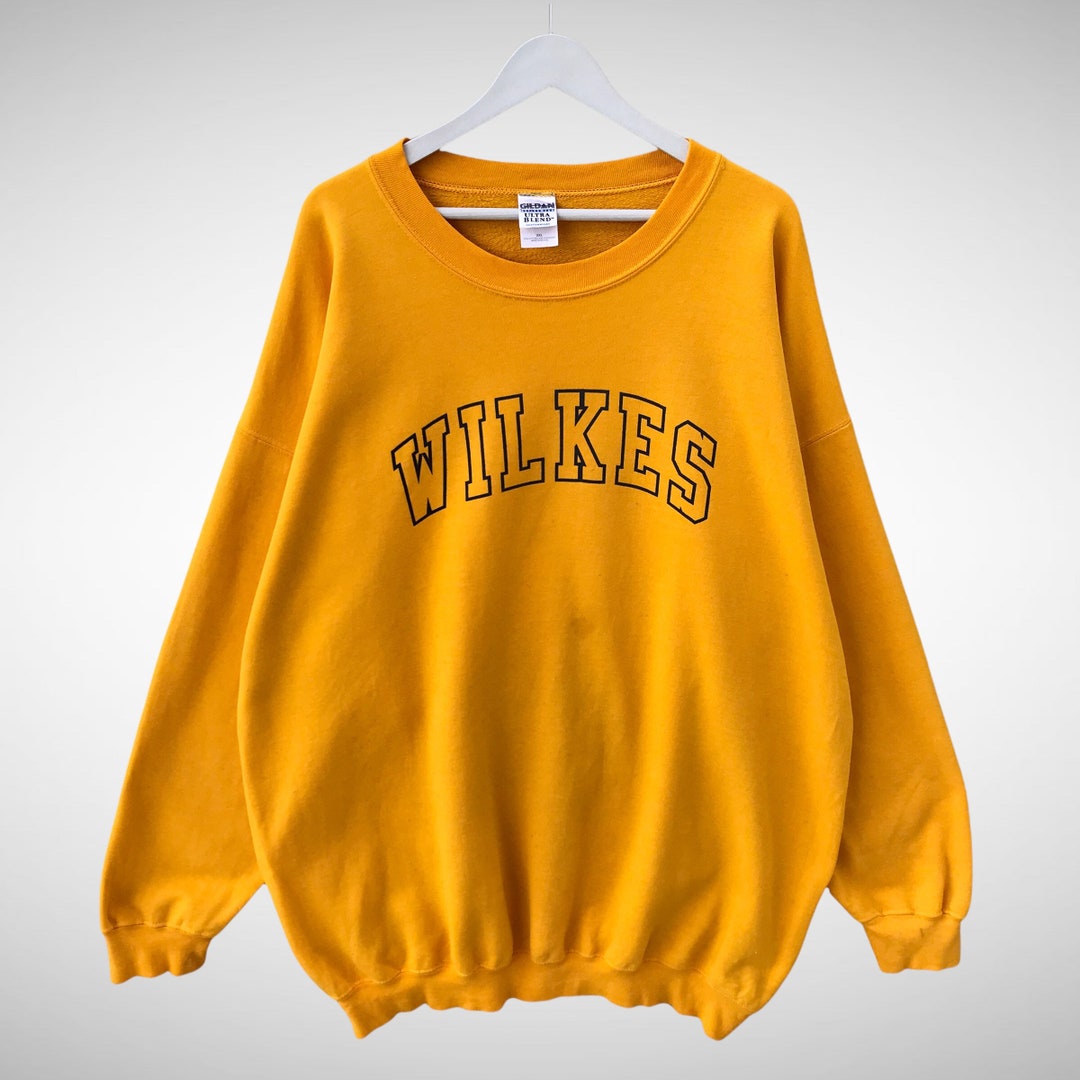 Vintage Wilkes University Yellow Unisex Sweatshirt Baggy 2XL Wilkes ...