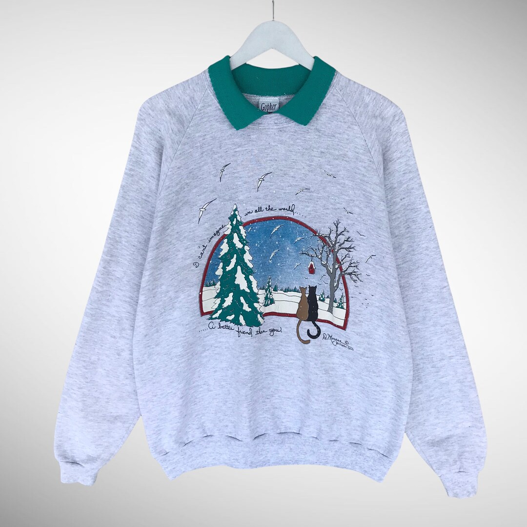 Vintage 90s Gopher Sport Grey Collar Sweatshirt Size Xlarge Christmas ...