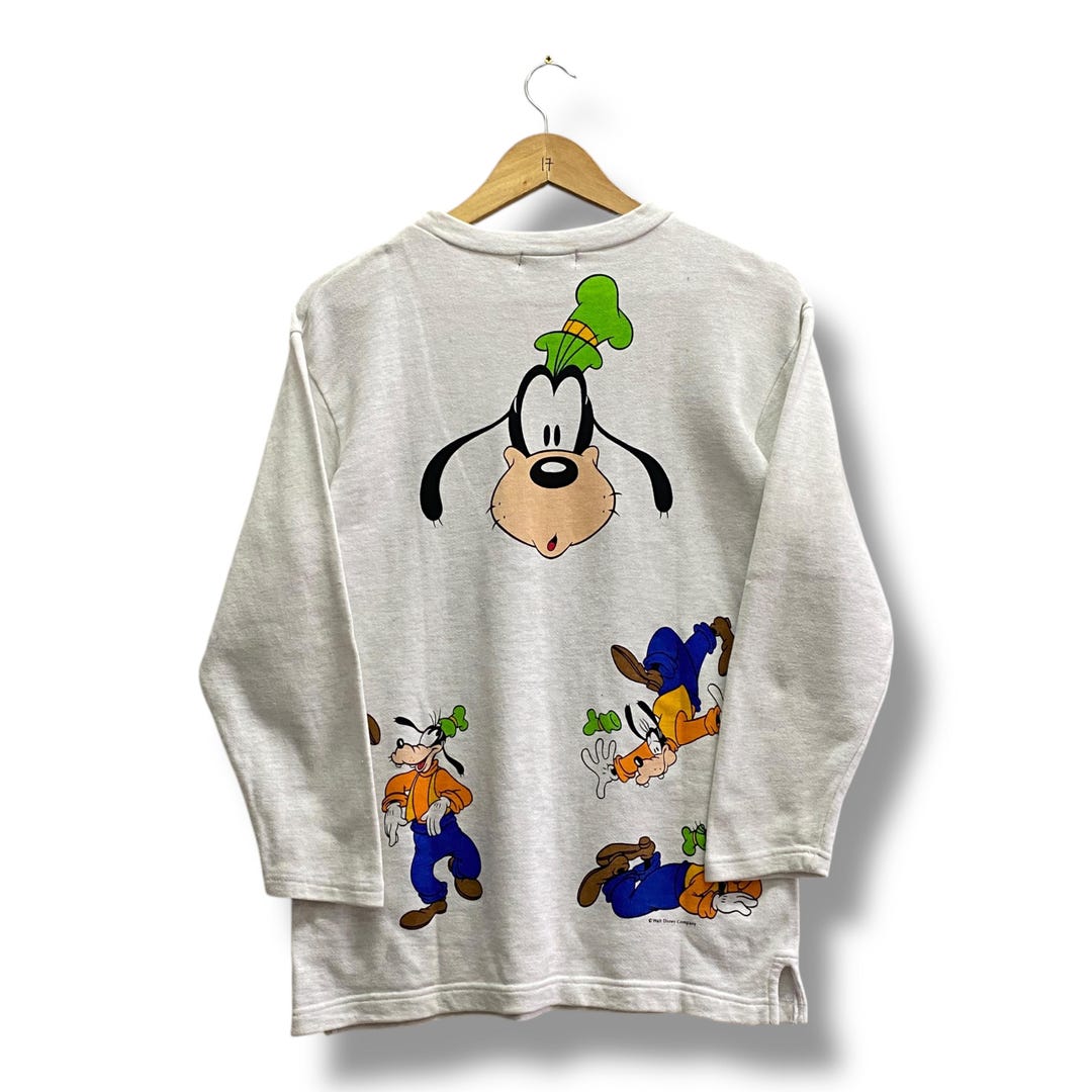 Vintage Tokyo Disneyland White Sweatshirt MEDIUM Goofy Crewneck Disney ...