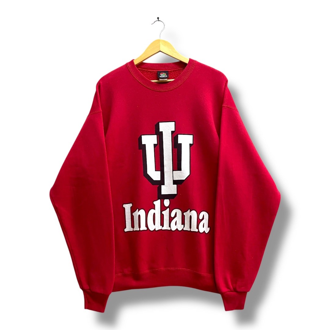 Vintage Indiana University Red Sweatshirt Baggy LARGE Indiana Hoosiers ...