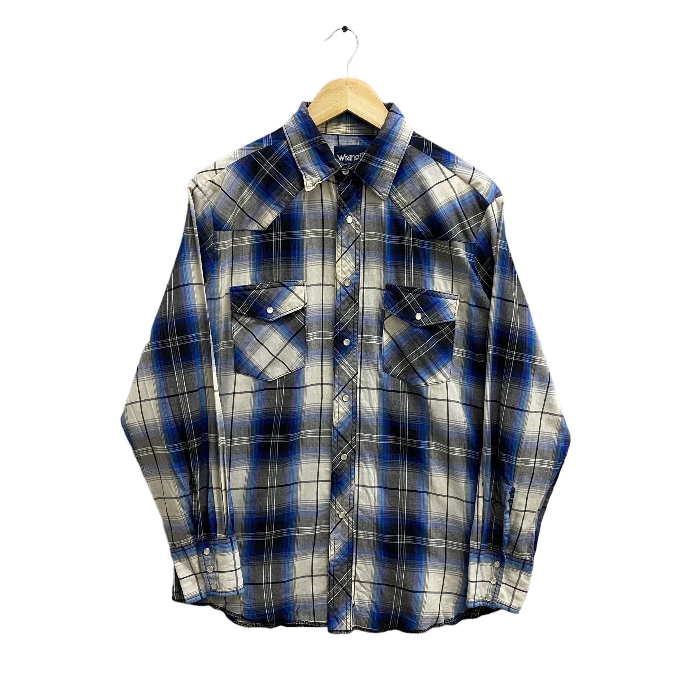 Vintage Wrangler Western Shirt Pearl Snap Button Down Check Longsleeve Vintage Cowboy Retro ...