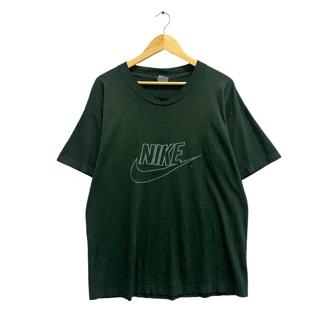 Vintage 90s Nike Swoosh Green Paper Thin Tshirt Xlarge Nike Swoosh ...