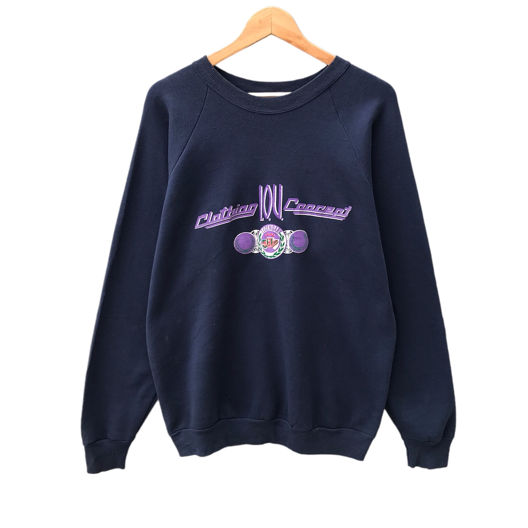 Vintage IOU Clothing Concept Navy Sweatshirt Size Xlarge IOU Crewneck ...