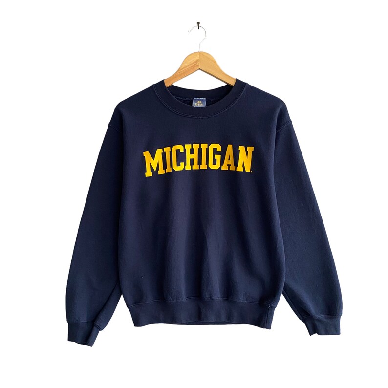 Vintage 00s University Michigan Navy Sweatshirt Small Michigan Crewneck ...