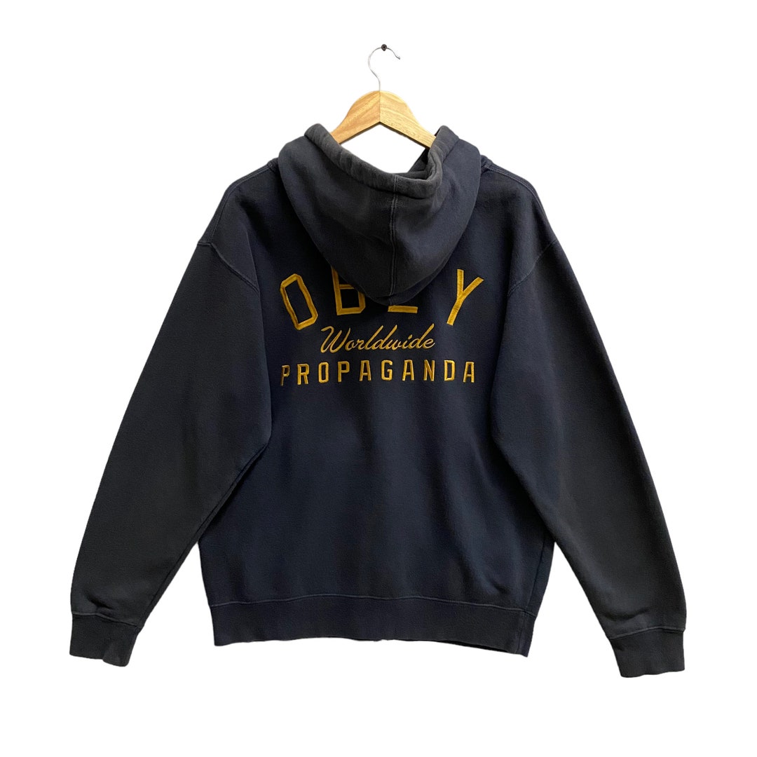 Vintage Obey Worldwide Spell Out Hoodie Sweatshirt SMALL Obey Worldwide ...