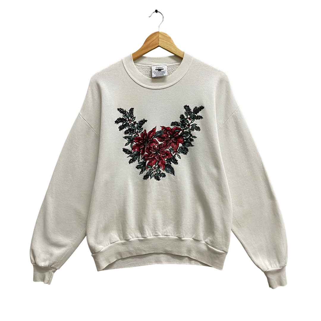 Vintage 90's Gopher Flowers White Sweatshirt Size LARGE Gopher Crewneck ...