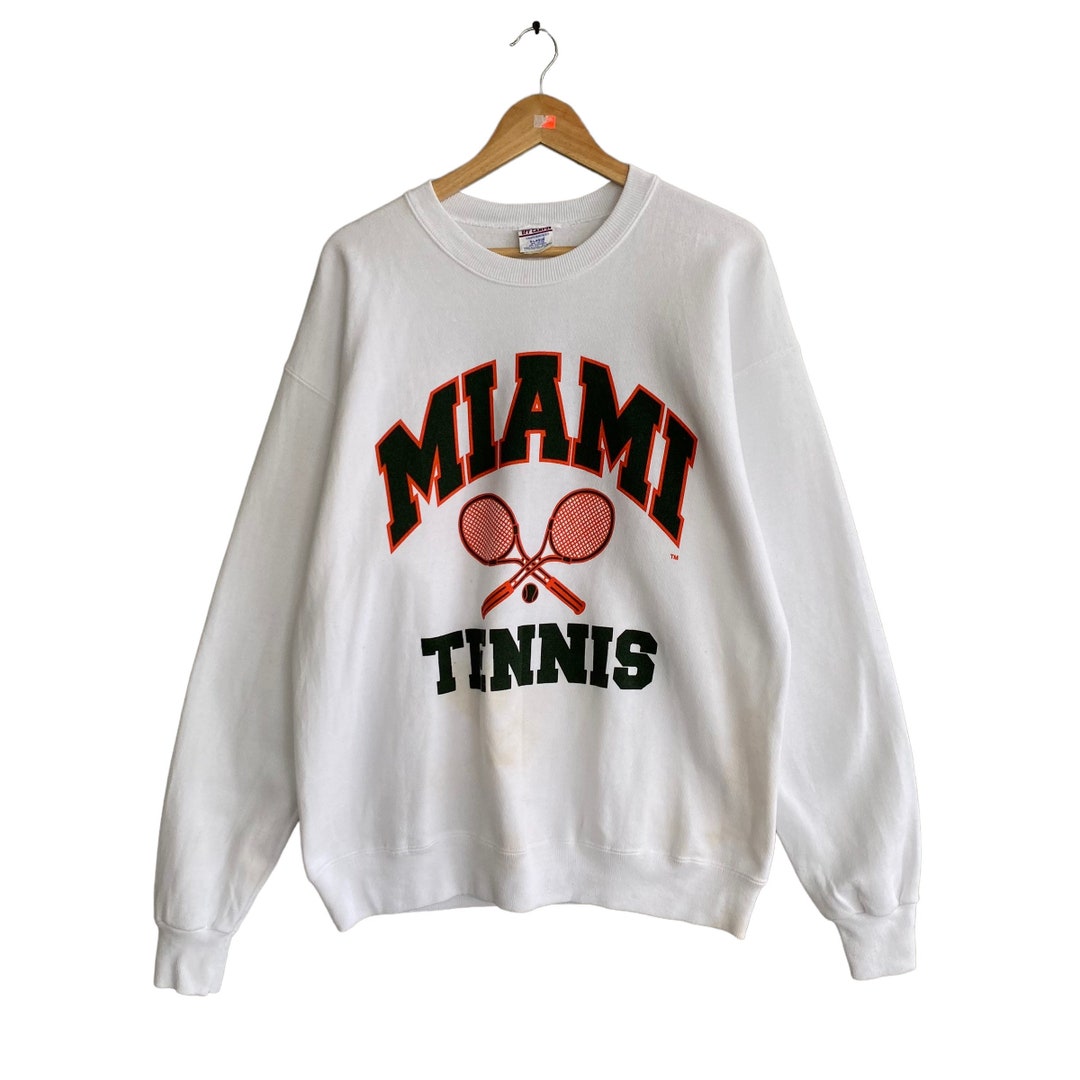 Vintage Miami Tennis Biglogo Print Crewneck Sweatshirt Pullover Jumper ...