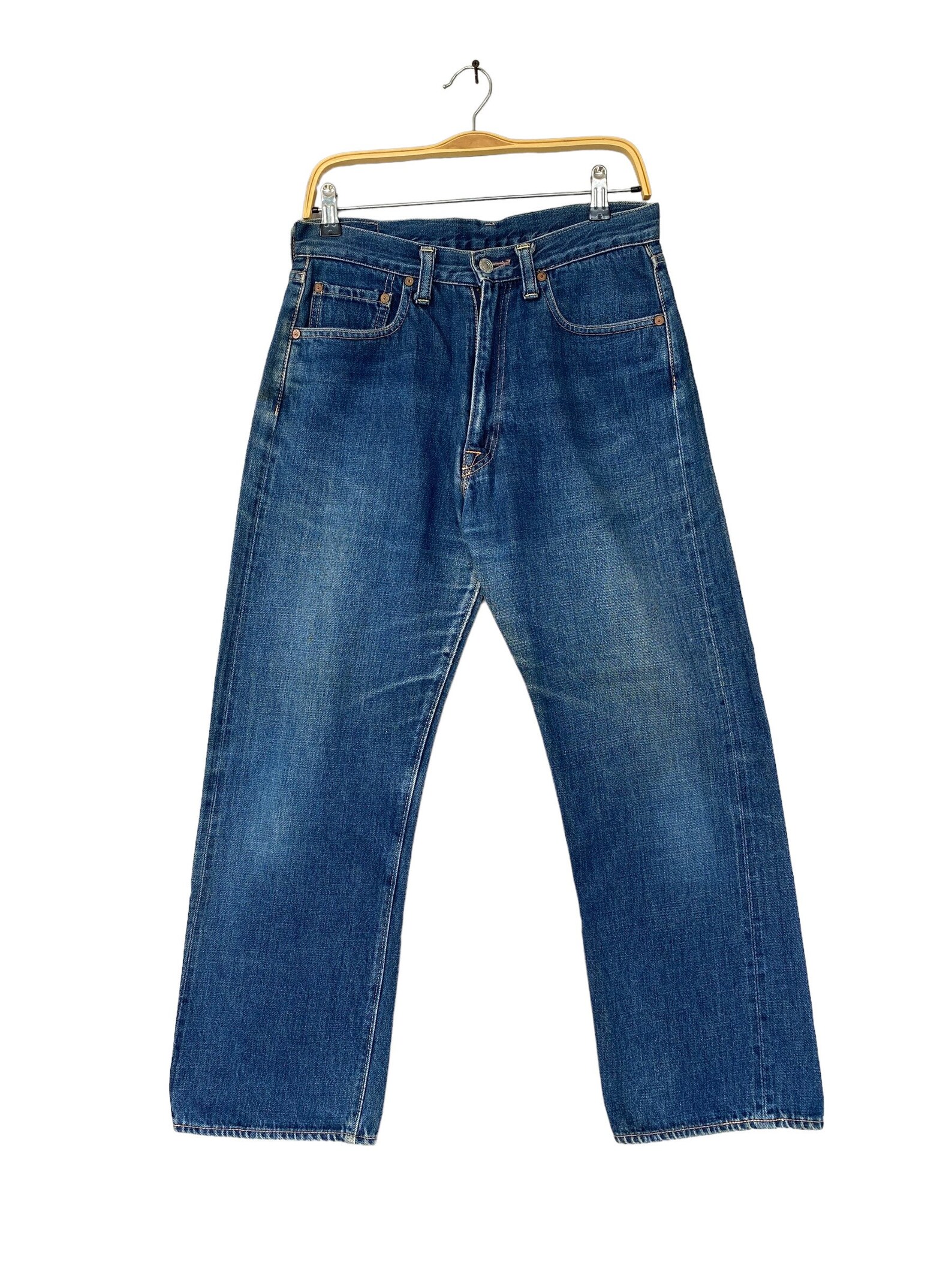 Vintage Japanese Brand Denime Blue Faded Jeans Selvedge Vintage Denim ...