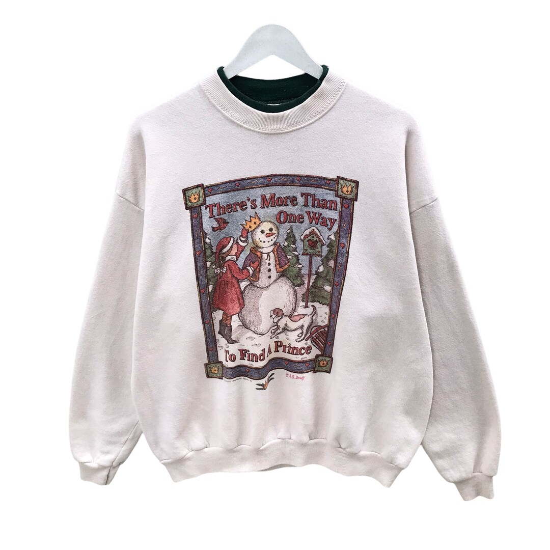 Vintage 90s Snowman Princess White Sweatshirt Size Xlarge Christmas ...