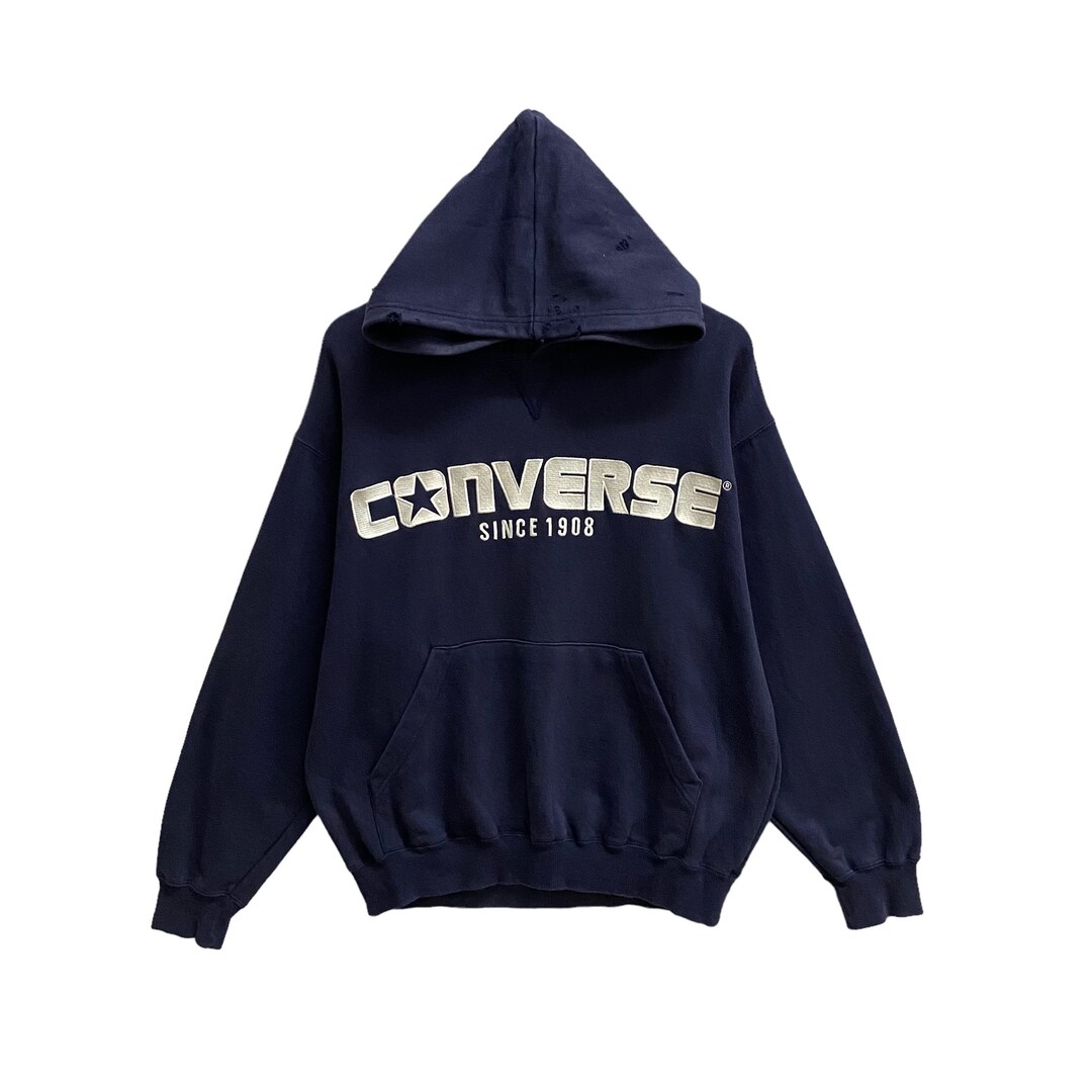 Vintage 90s Converse One Star Navy Hoodie Sweatshirt Medium Converse ...