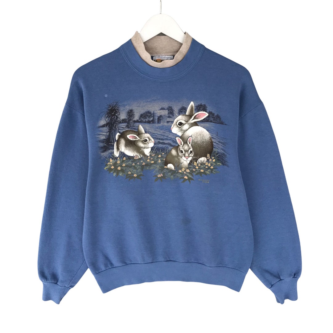 Vintage Morning Sun Rabbit Blue Sweatshirt Medium Rabbit Crewneck ...
