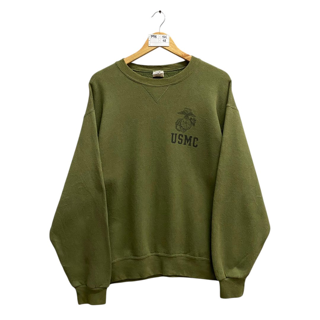 Vintage 90s USMC Marine Corps Green Army Sweatshirt Medium USMC ...