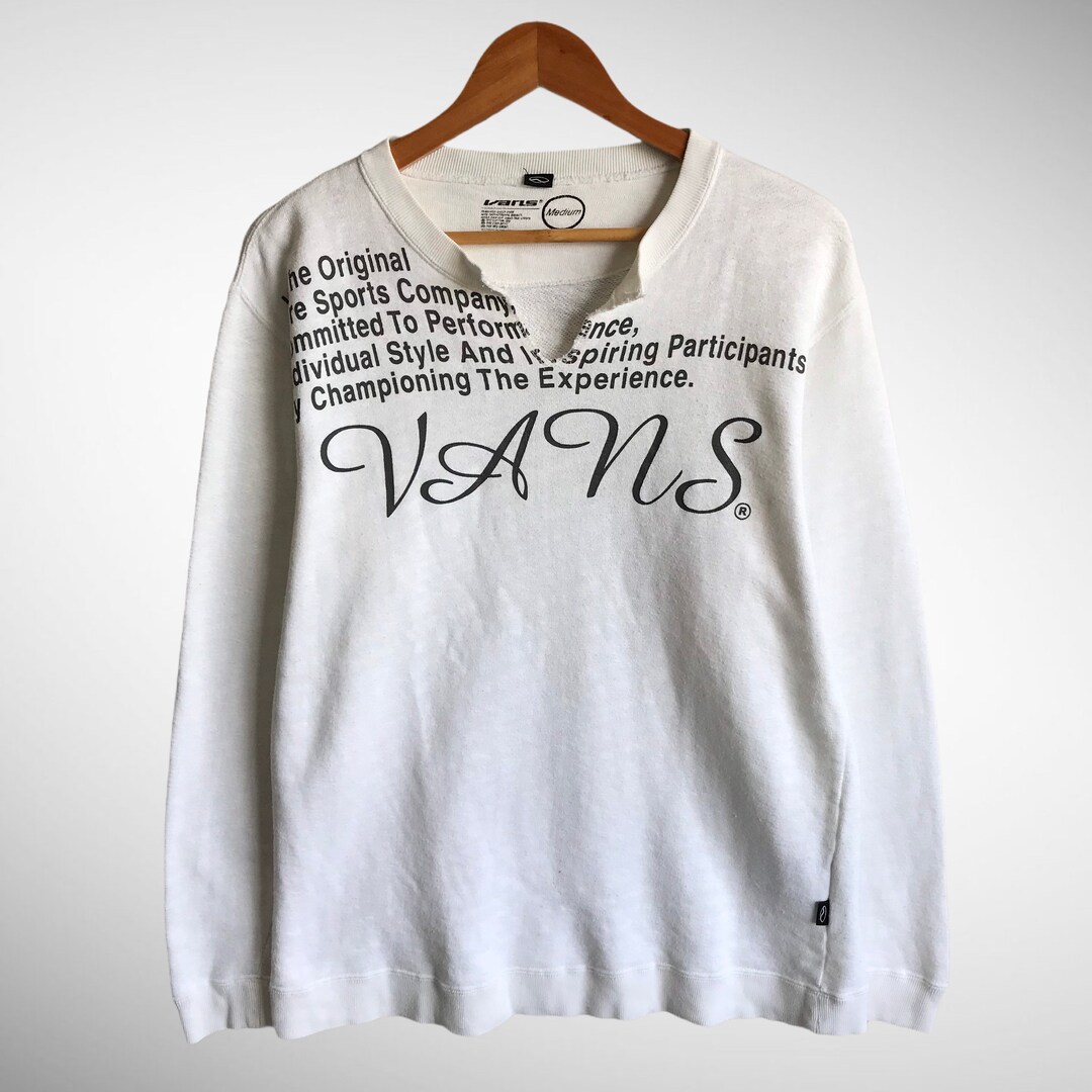 Vintage 00s Vans Skateboading White Sweatshirt Size Large Vans ...