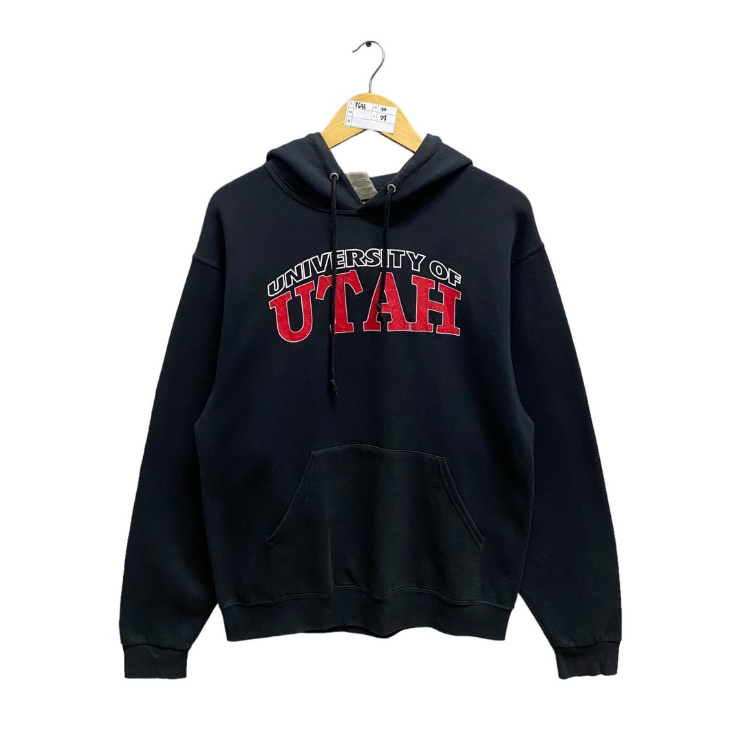 Vintage University of Utah Black Hoodie Size Medium Utah Crewneck Utah ...