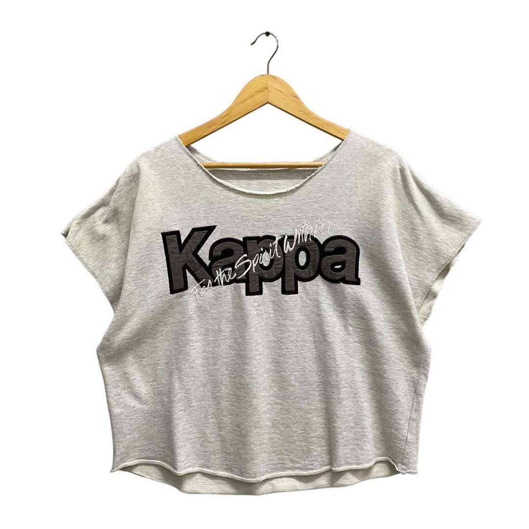 Vintage 90's Kappa Grey Croptop Baggy Sweatshirt LARGE Kappa Crewneck Streetwear Kappa Sports ...