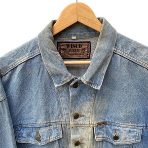 Vintage 90s Wisco Light Blue Jacke Size Xlarge Wisco Trucker Button ...